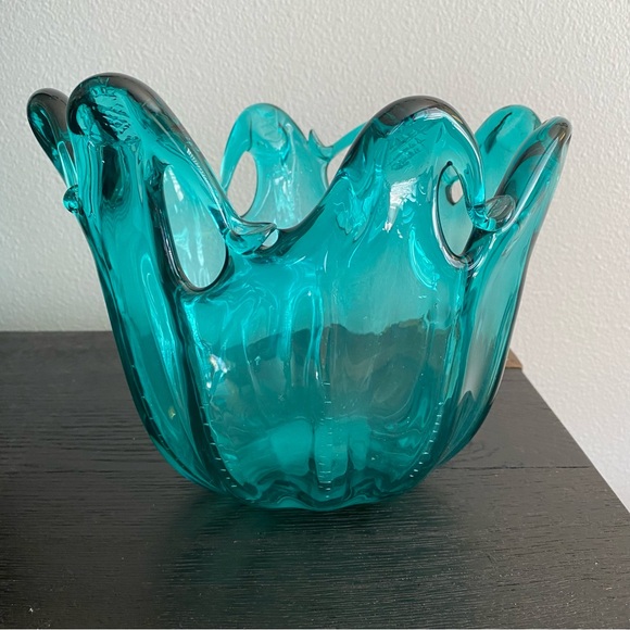 Murano | Accents | Stunning Aqua Murano Art Glass Splash Bowl Hand ...